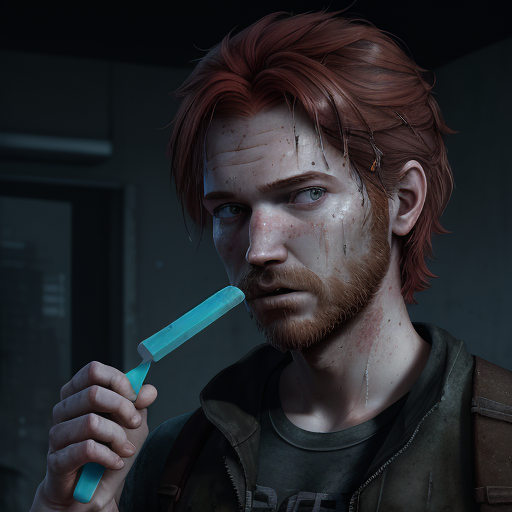 DreamShaper prompt: Red-haired boy with ice popsicles The...