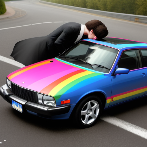 DreamShaper prompt: gay cars kissing