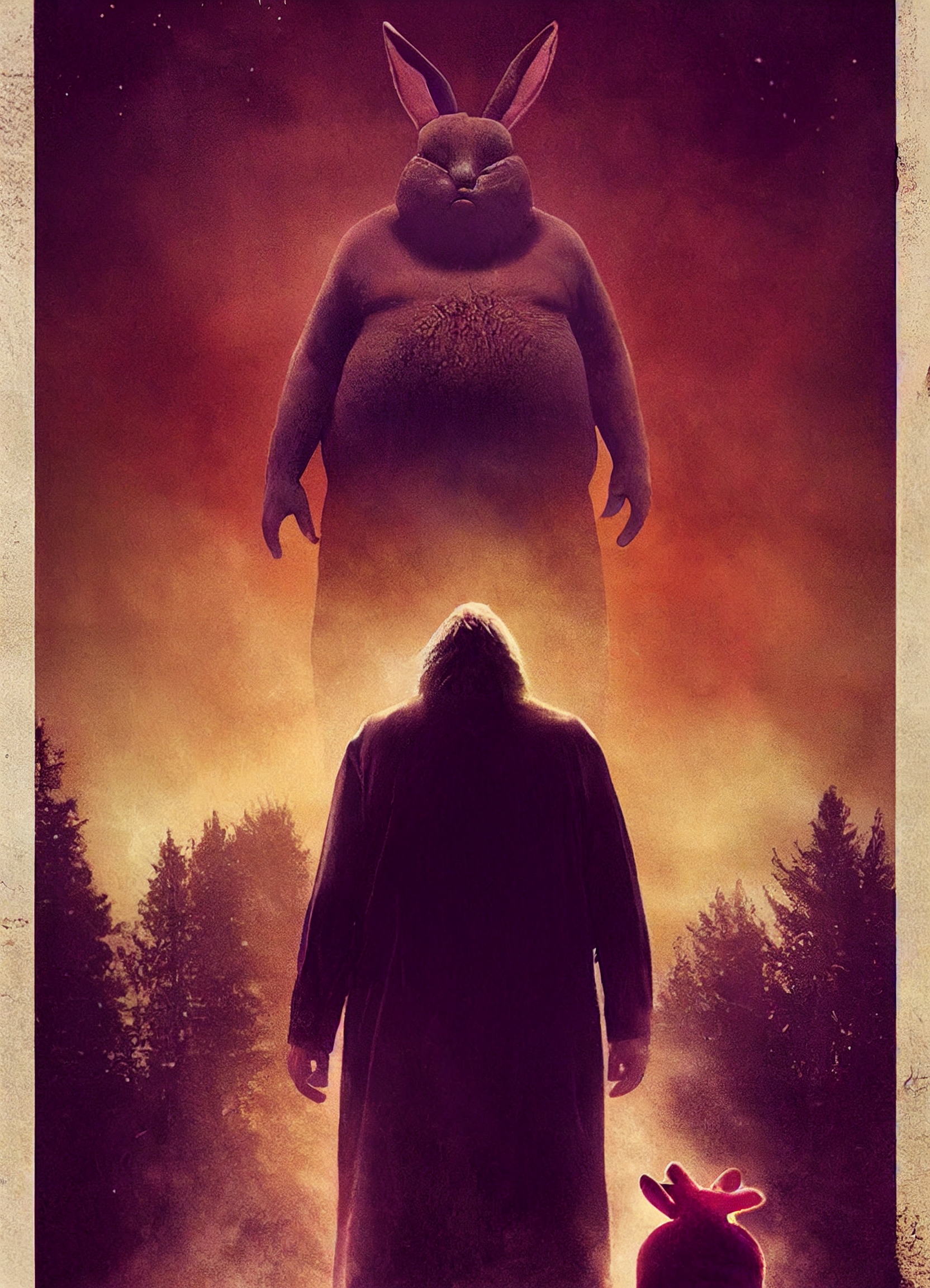 Midjourney prompt: Big Chungus horror movie poster::10 ab...