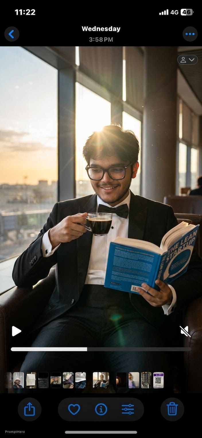 Hero prompt: Generate a photo of a business man sitting o...