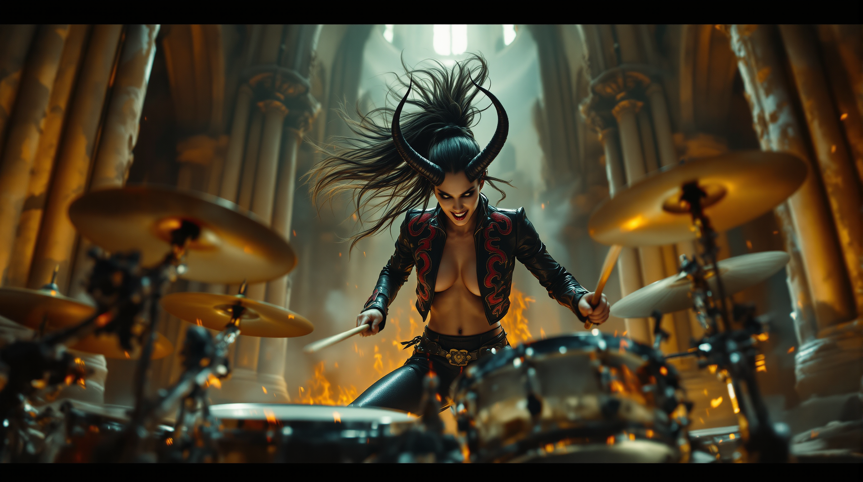 FLUX prompt: A dynamic, explosive cinematic shot of Lamaš...
