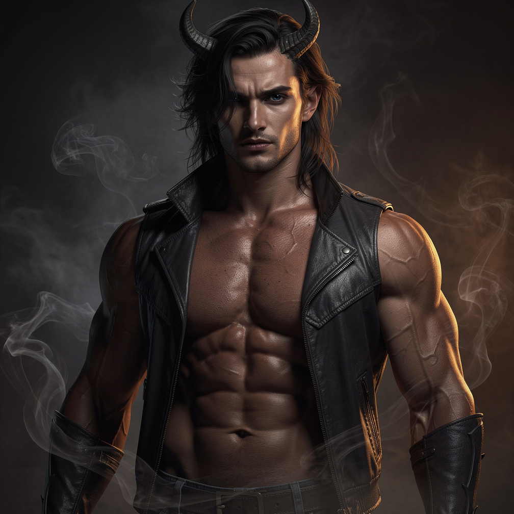 Hero prompt: a male incubus that is tall, muscular, and d...