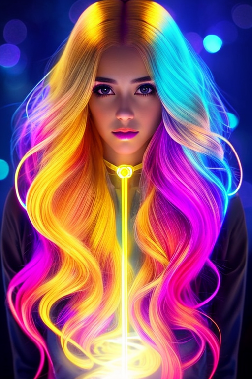 Protogen prompt: magical girl, golden long hair, sparkle,...