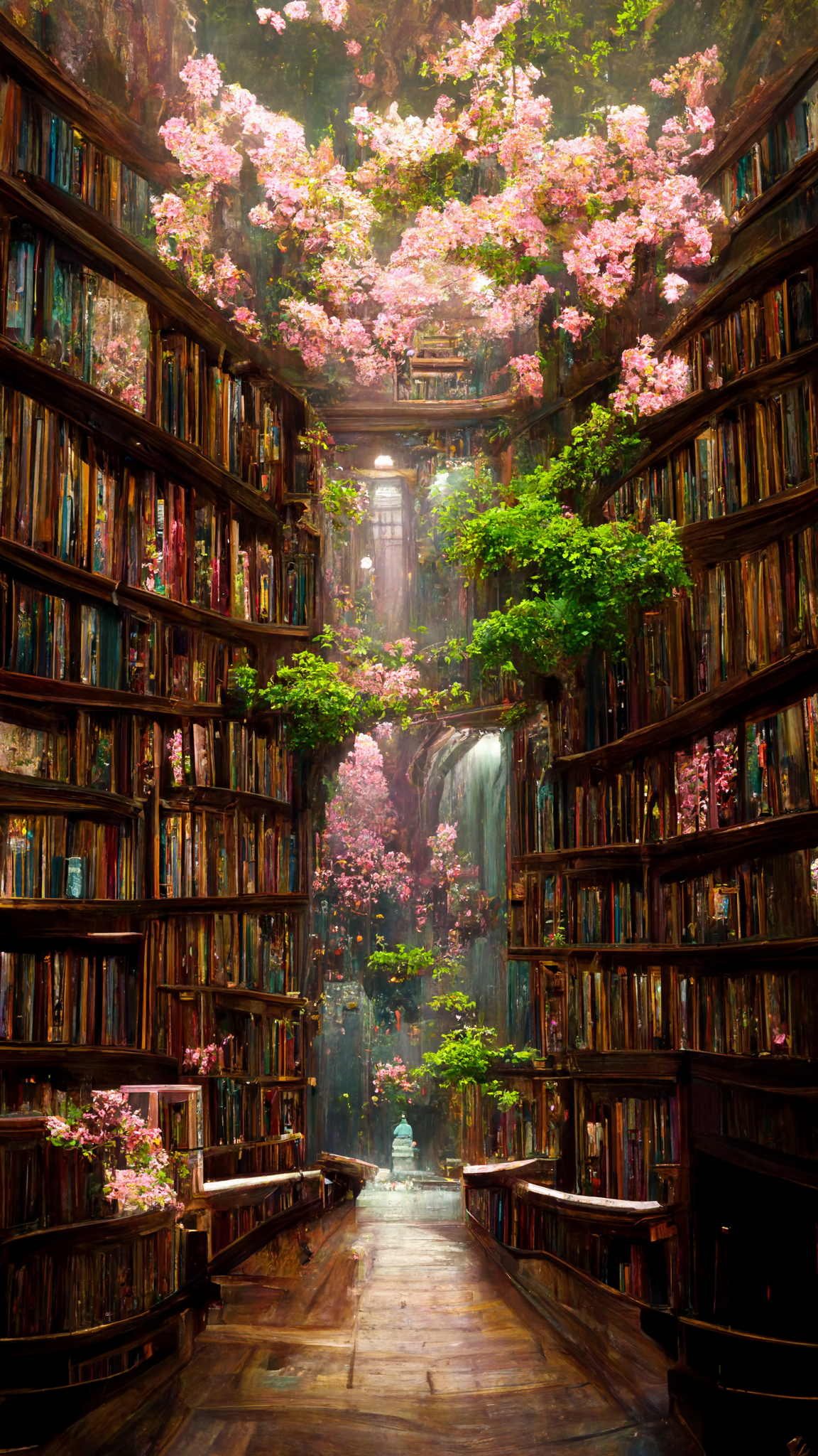 Midjourney prompt: library interior, a photorealistic mag...