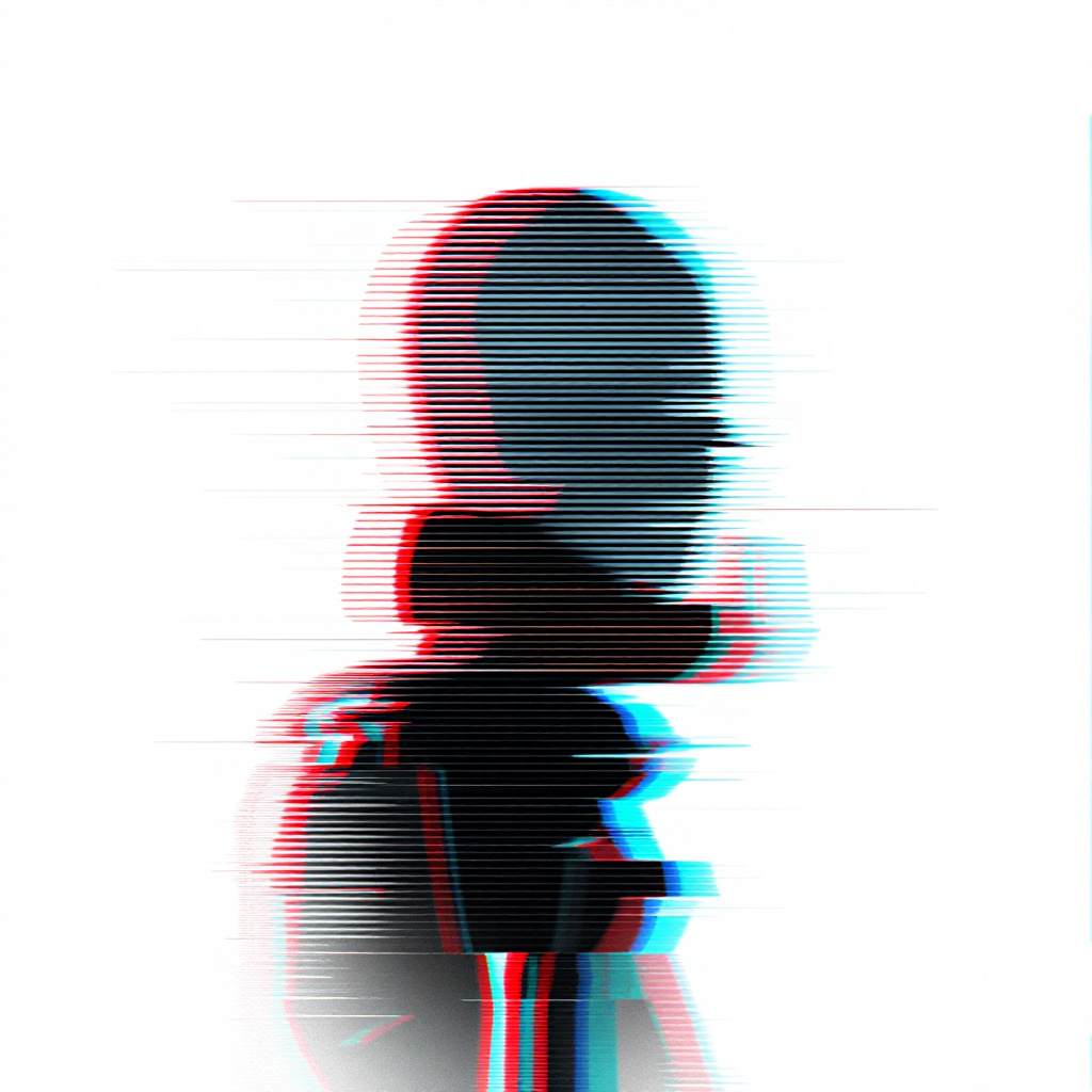 FLUX prompt: glitch art with linear distortion, horizonta...