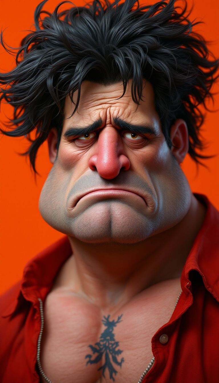 FLUX prompt: strong muscular man,A caricature of a man wi...