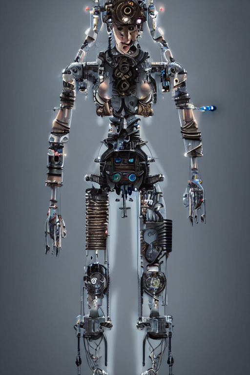 Stable Diffusion prompt: full body cyborg| badminton play...