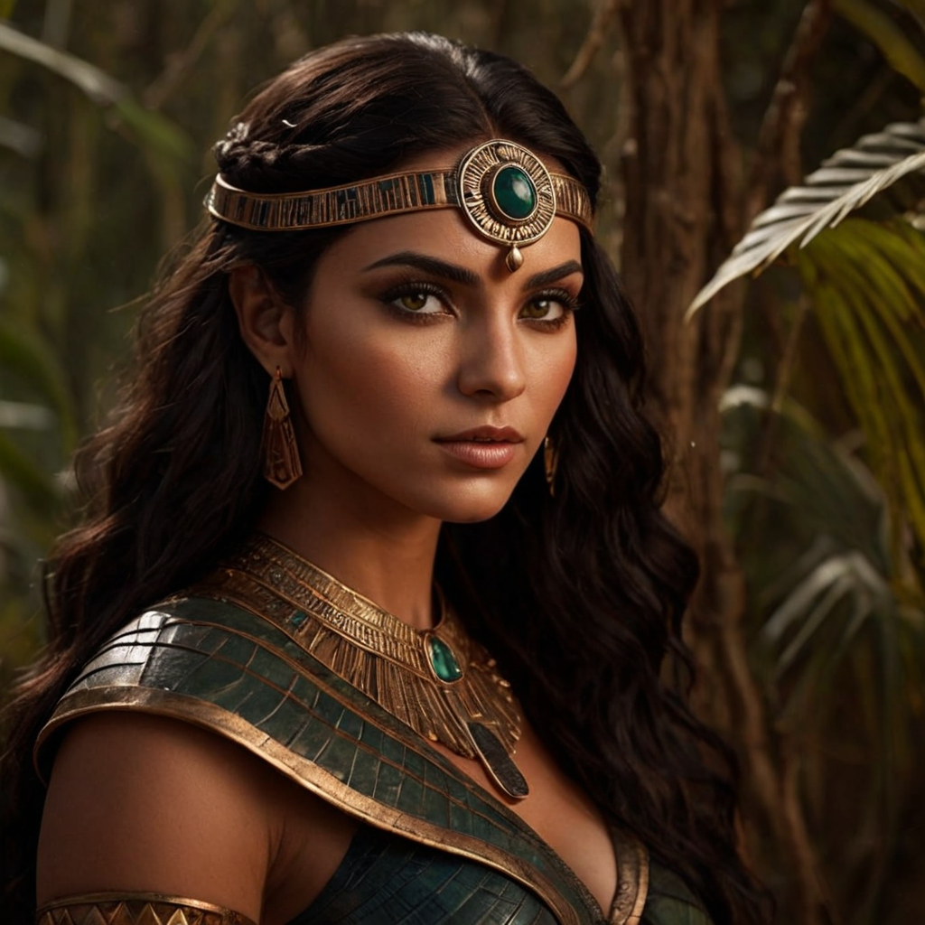 Stable Diffusion prompt: 1 adult Egyptian woman, green ey...