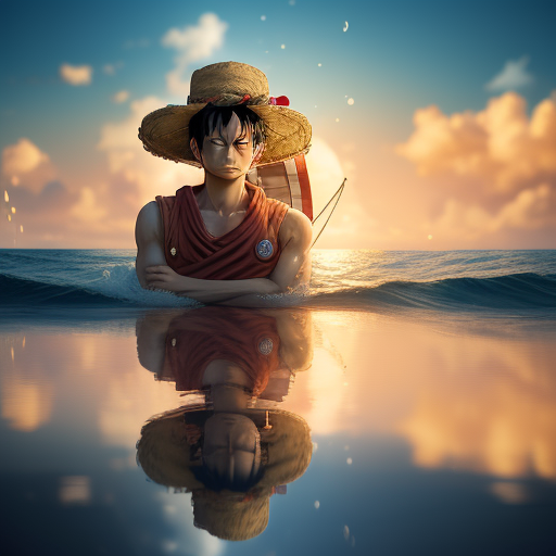 DreamShaper prompt: luffy One Piece, background sea map,...