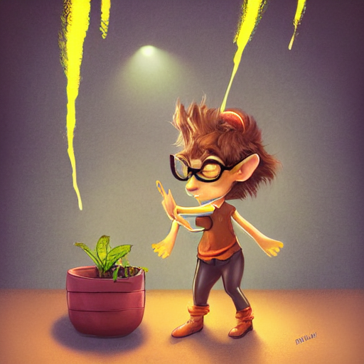 Stable Diffusion prompt: mouse with brown hair, with glas...