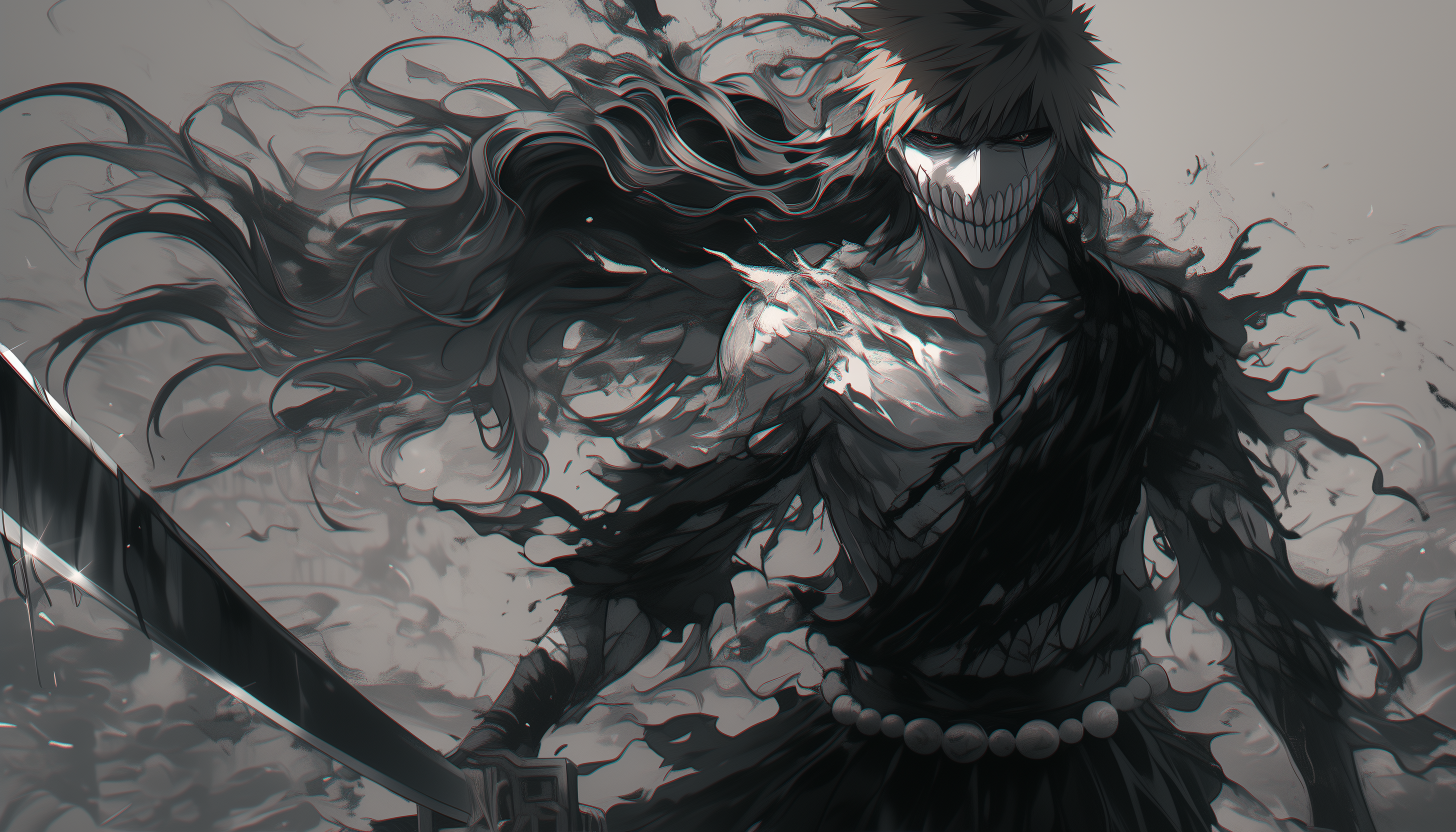 Midjourney prompt: A majestic Kurosaki Ichigo from Bleach...