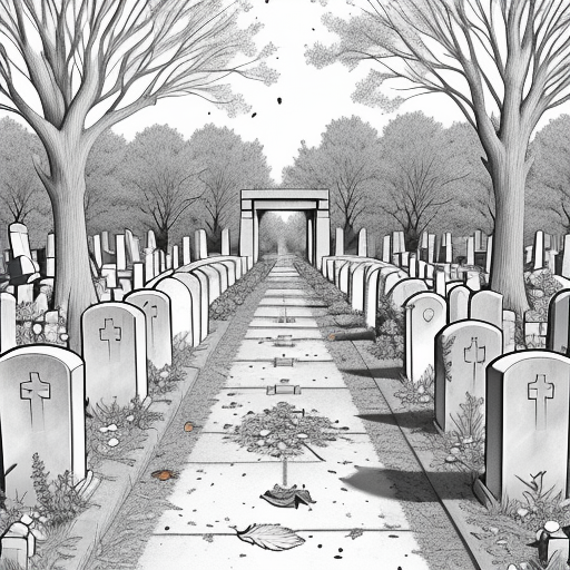 DreamShaper prompt: cemetery coloring page for kids, in a...