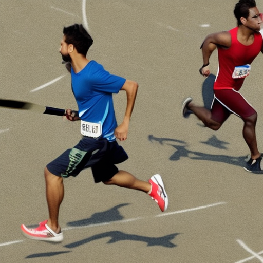 Openjourney prompt: A guy is running down a running track...