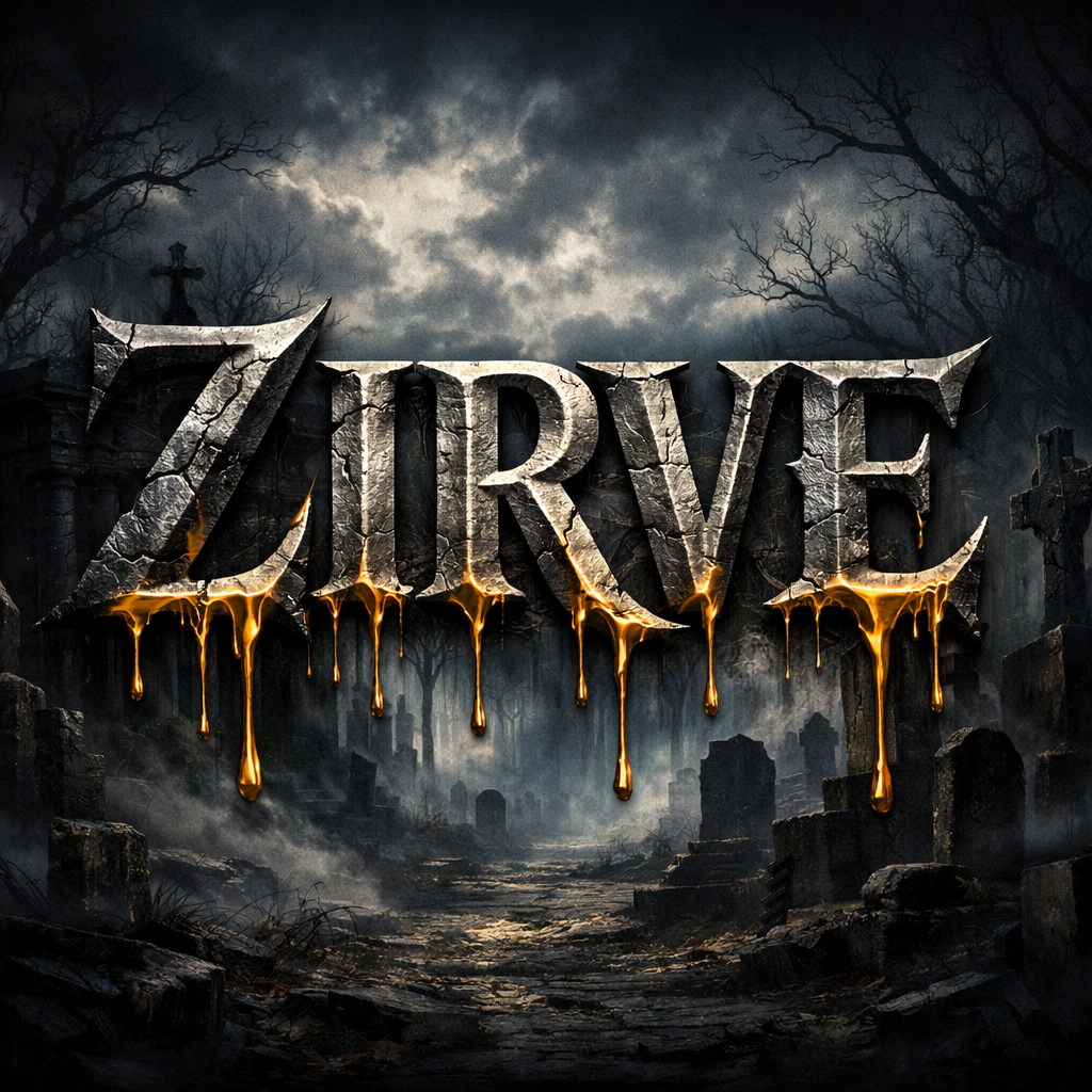 ChatGPT Image prompt: dark gothic typography logo, metall...