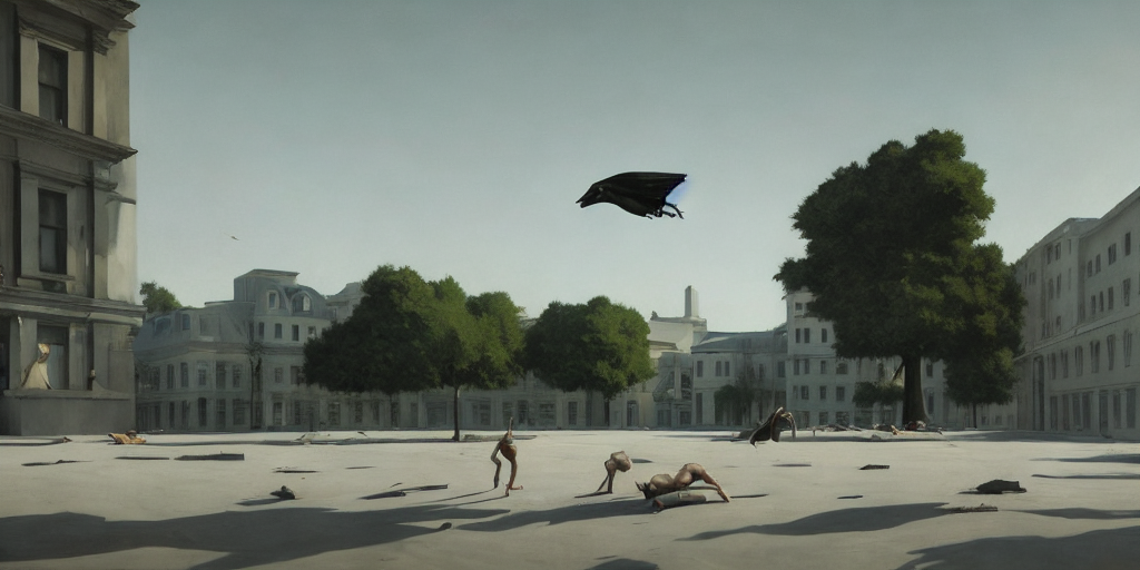 Stable Diffusion prompt: fly, neo rauch, edward hopper, o...