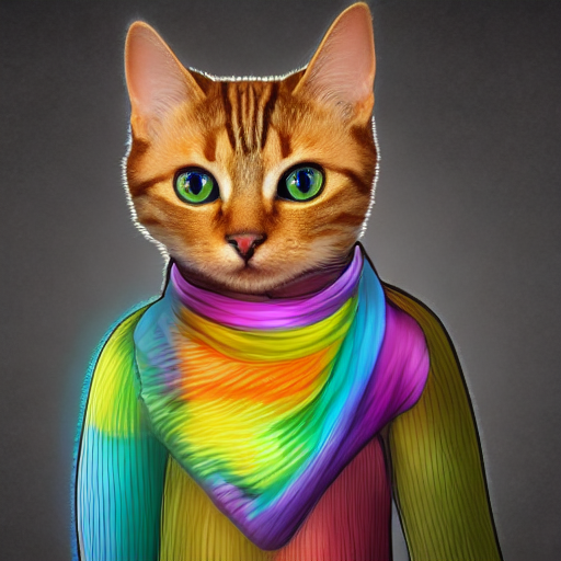 Stable Diffusion prompt: rainbow, cat, anthropomorphic, m...