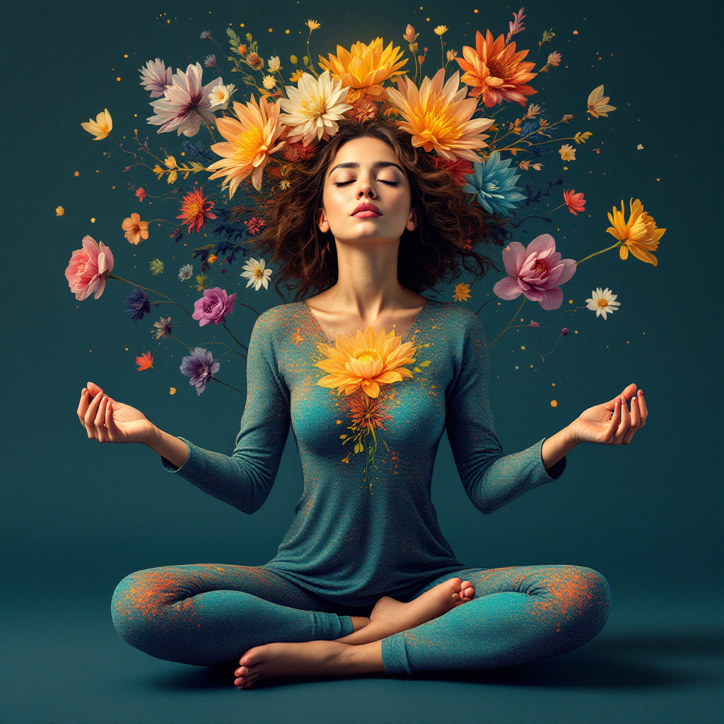 FLUX prompt: Blooming expressive human body of a woman, m...
