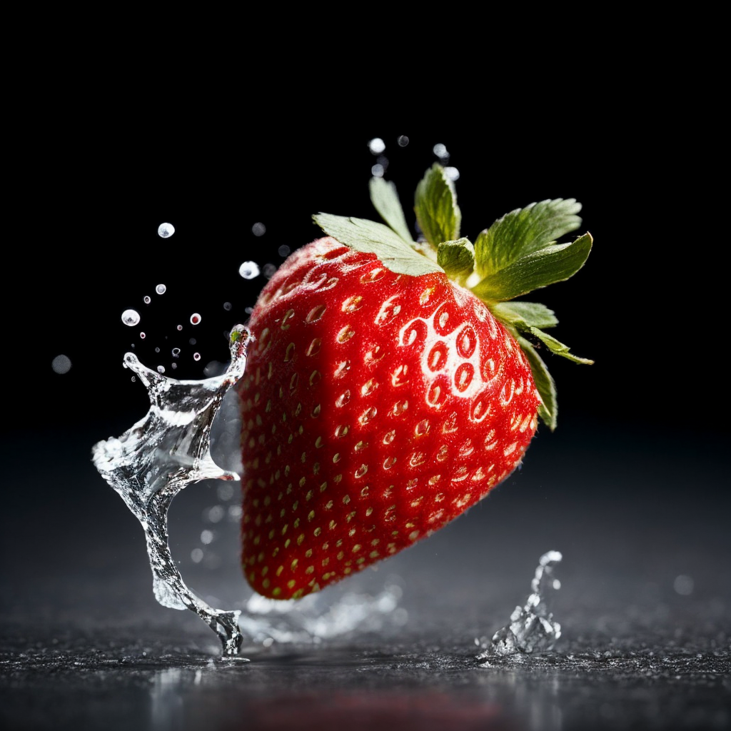 Stable Diffusion prompt: diverse strawberries falling thr...