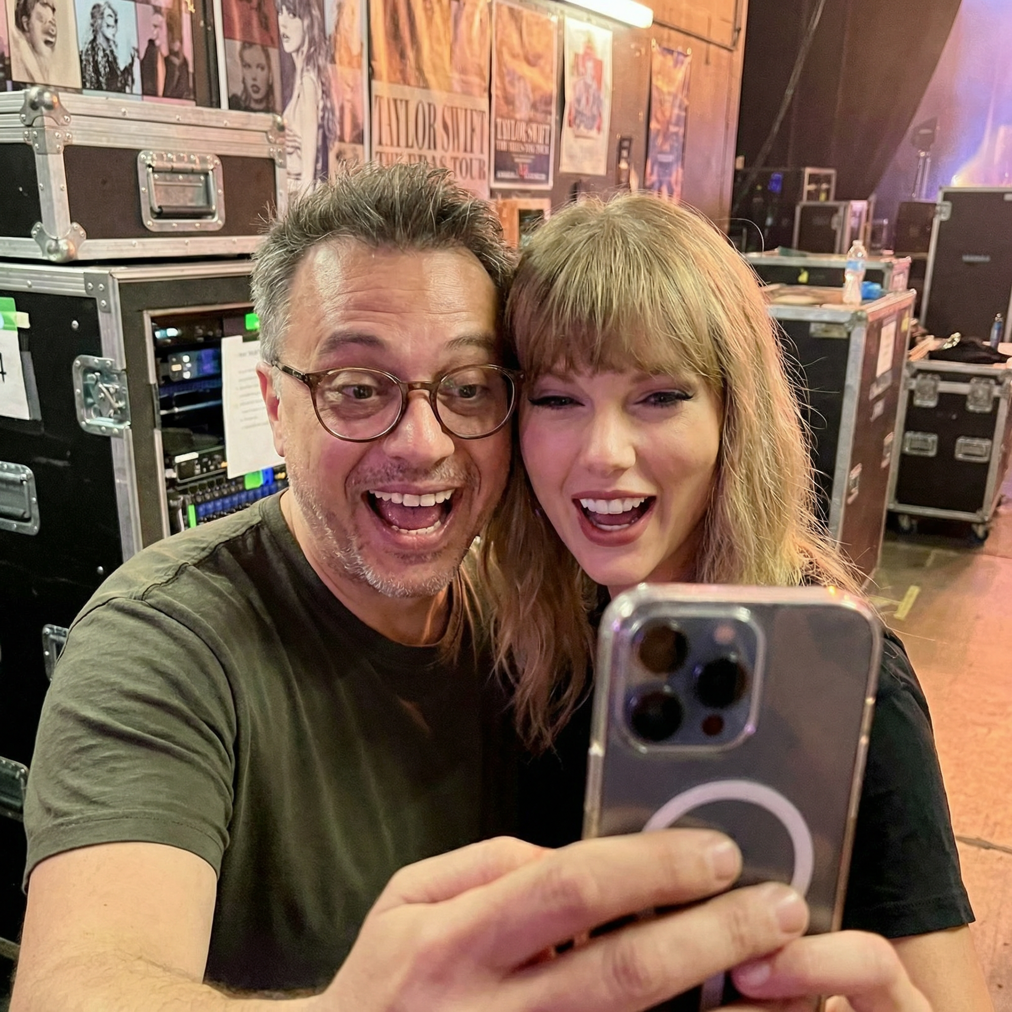 Nano Banana prompt: with Taylor Swift backstage at a conc...