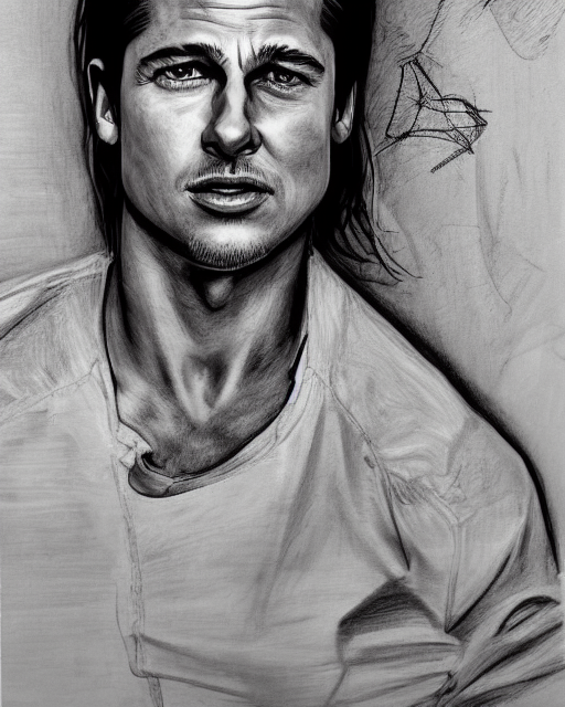 Stable Diffusion prompt: portrait of a mix of Brad Pitt a...