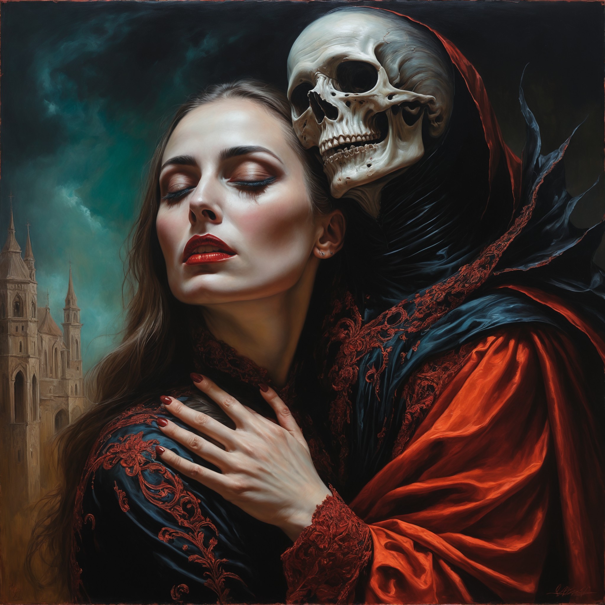 Stable Diffusion prompt: a painting of a regal woman bein...