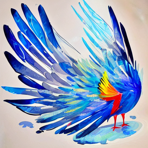 Stable Diffusion prompt: a giant bright bird, blue theme,...