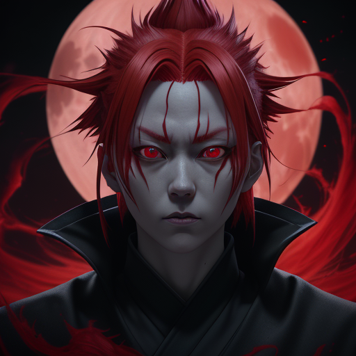 DreamShaper prompt: portrait of sukuna with red hairs, ju...
