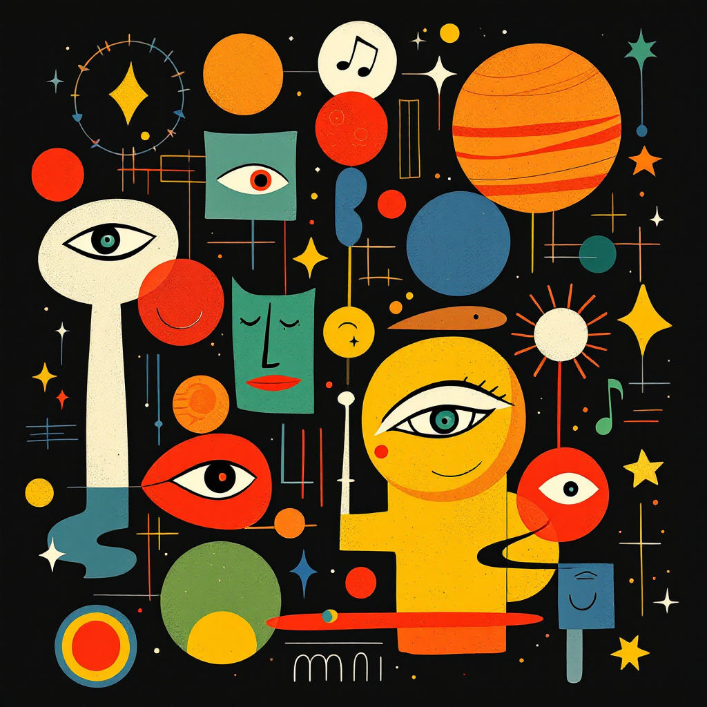 FLUX prompt: Abstract vector illustration of various symb...