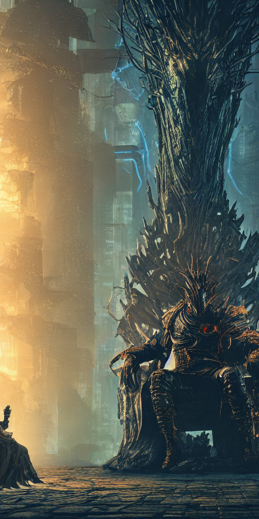 Stable Diffusion prompt: photo of a cyberpunk dark souls,...