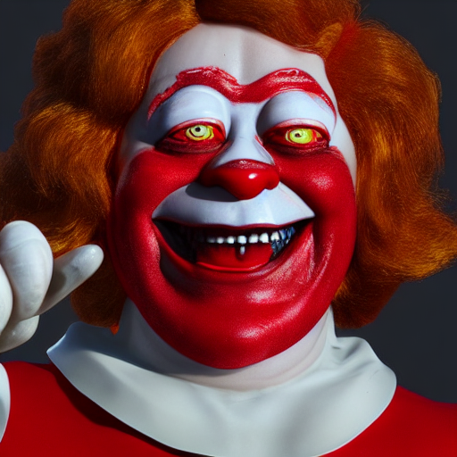 Stable Diffusion prompt: Ronald McDonald as a horror film...