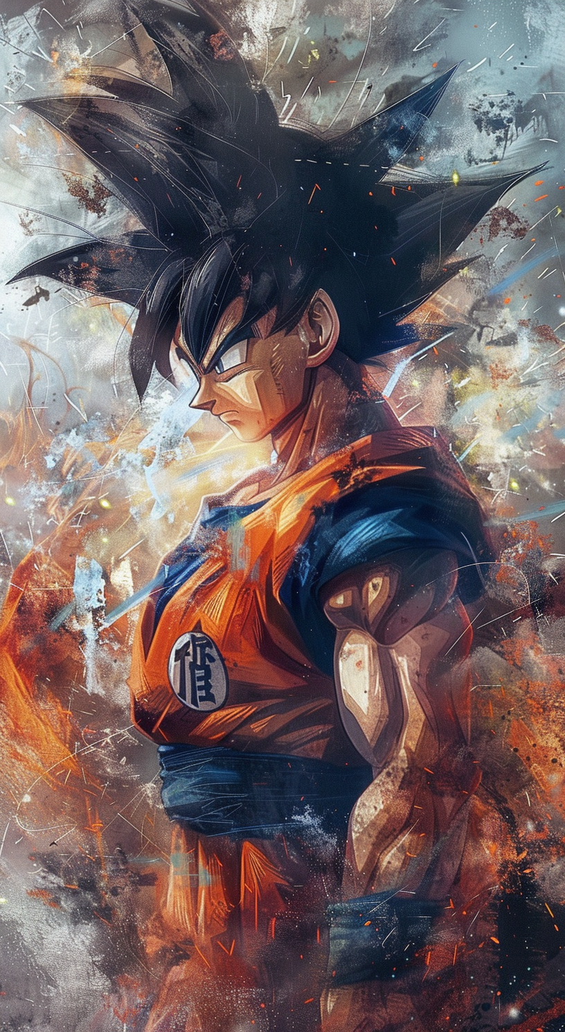 Midjourney prompt: goku, in the style of Akira Toriyama,