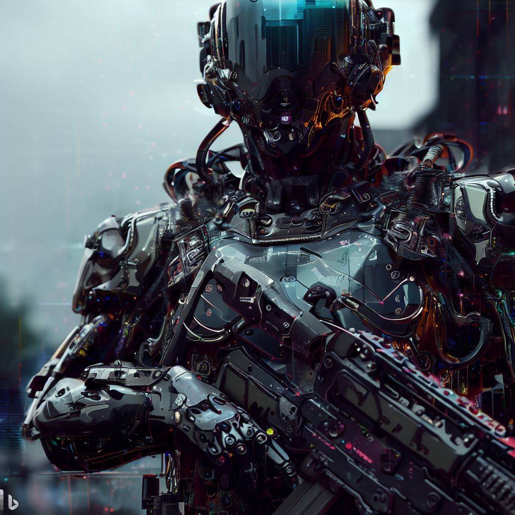 DALL-E prompt: Futuristic soldier with hi-tech armor and ...