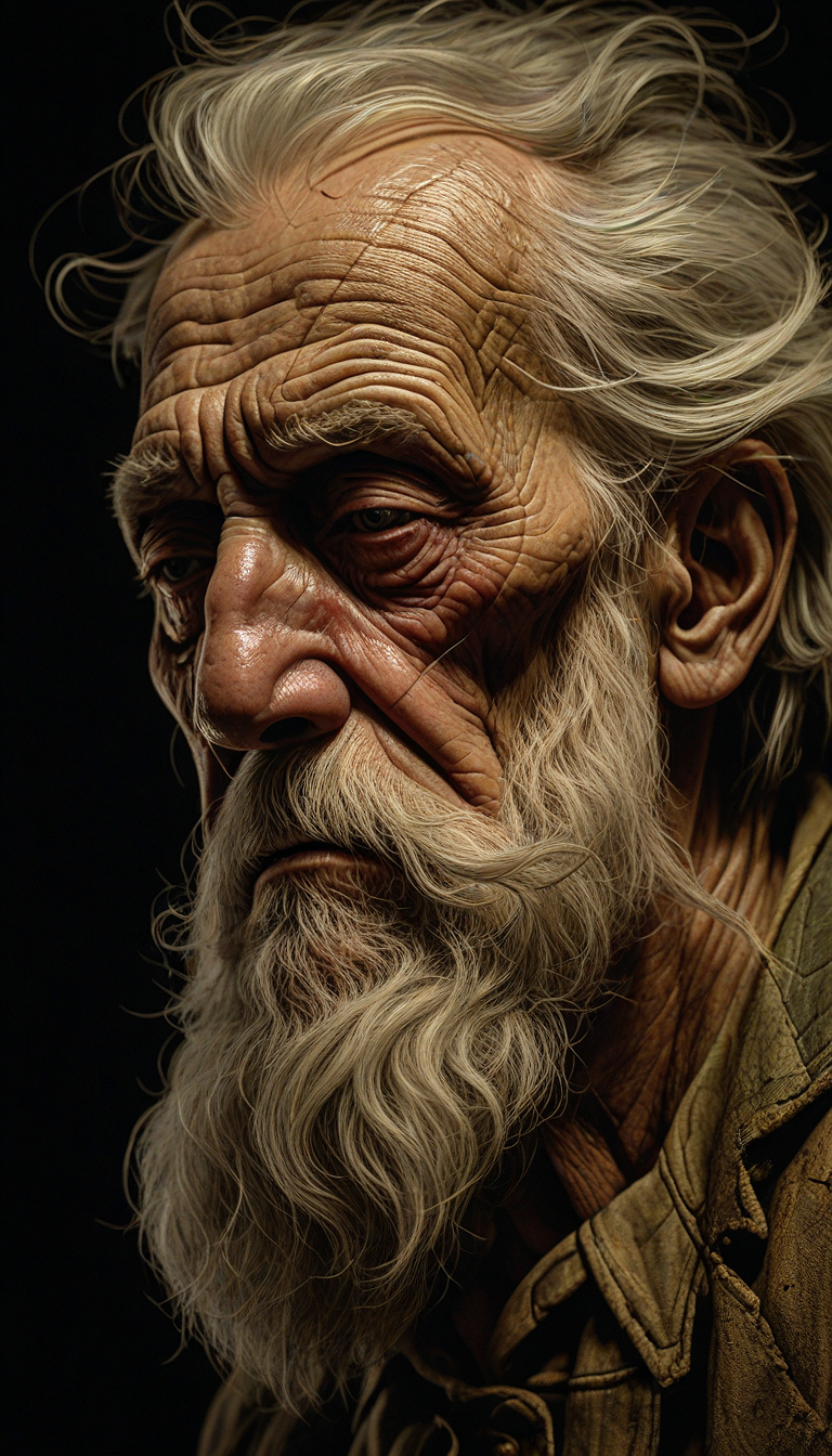 Stable Diffusion prompt: An image of a very tired old man...