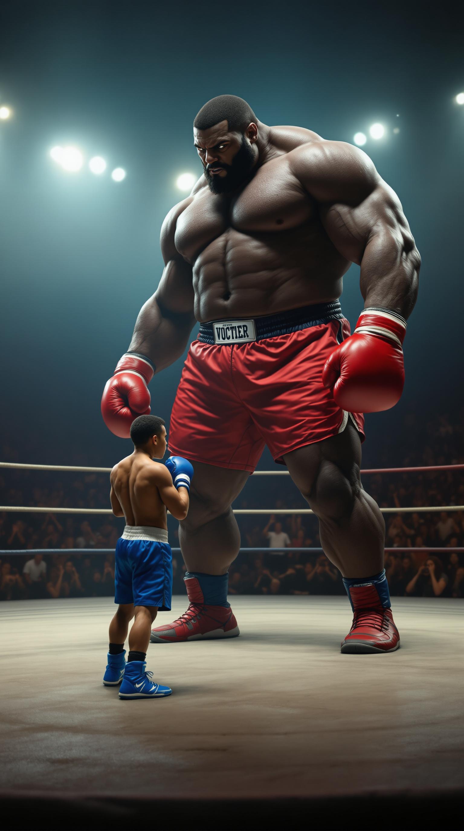 FLUX prompt: “An unusual scene unfolds in the boxing ri...