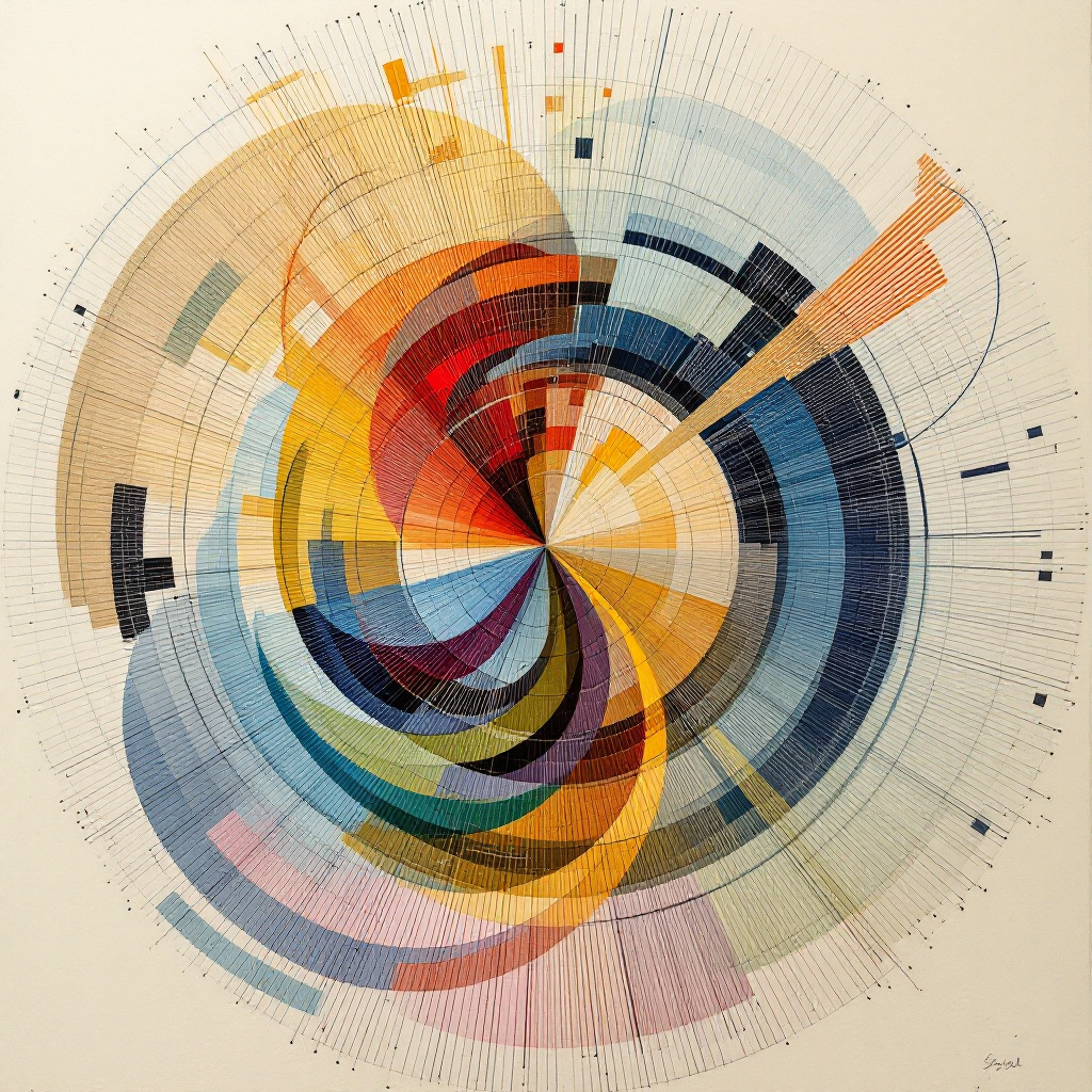 FLUX prompt: A large circle that is broken into smaller s...
