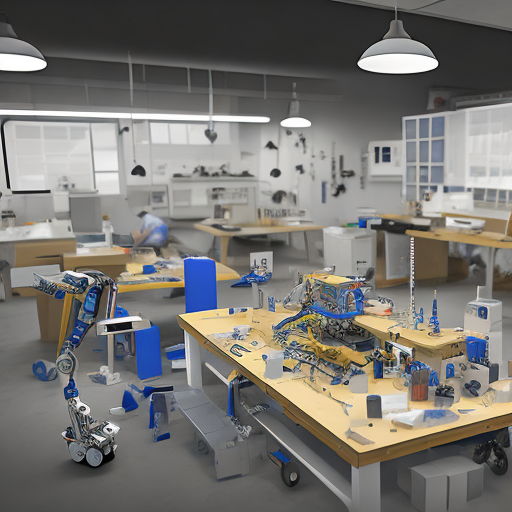 Openjourney prompt: Create an image of an electronics lab...