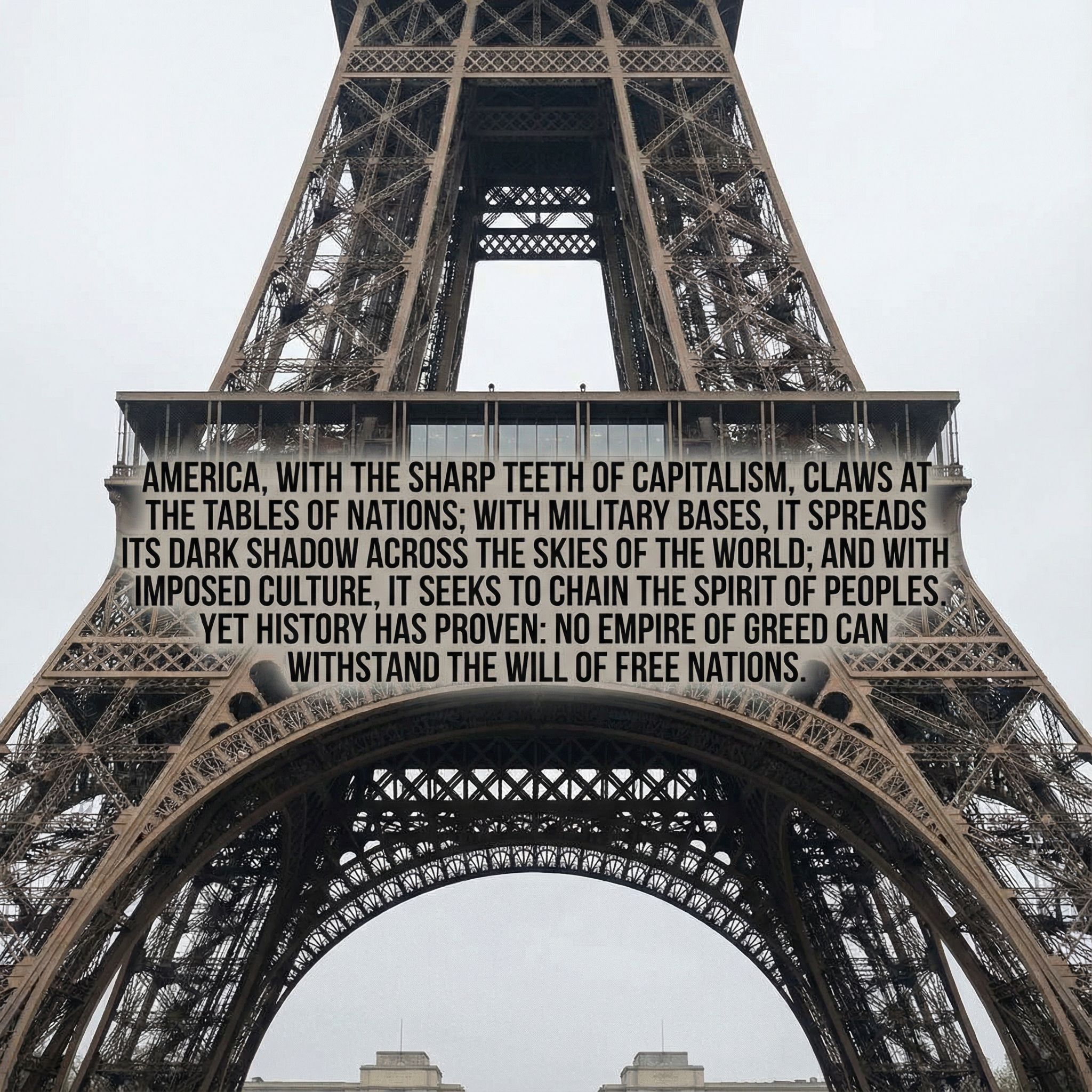 Nano Banana prompt: روی برج ایفل بنویس “America, with th...