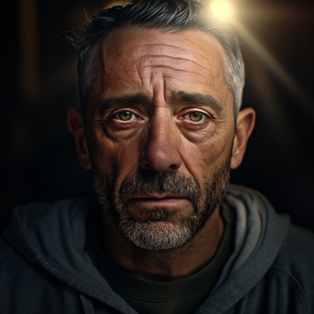Midjourney prompt: a ultra realistic portrait of a man, h...