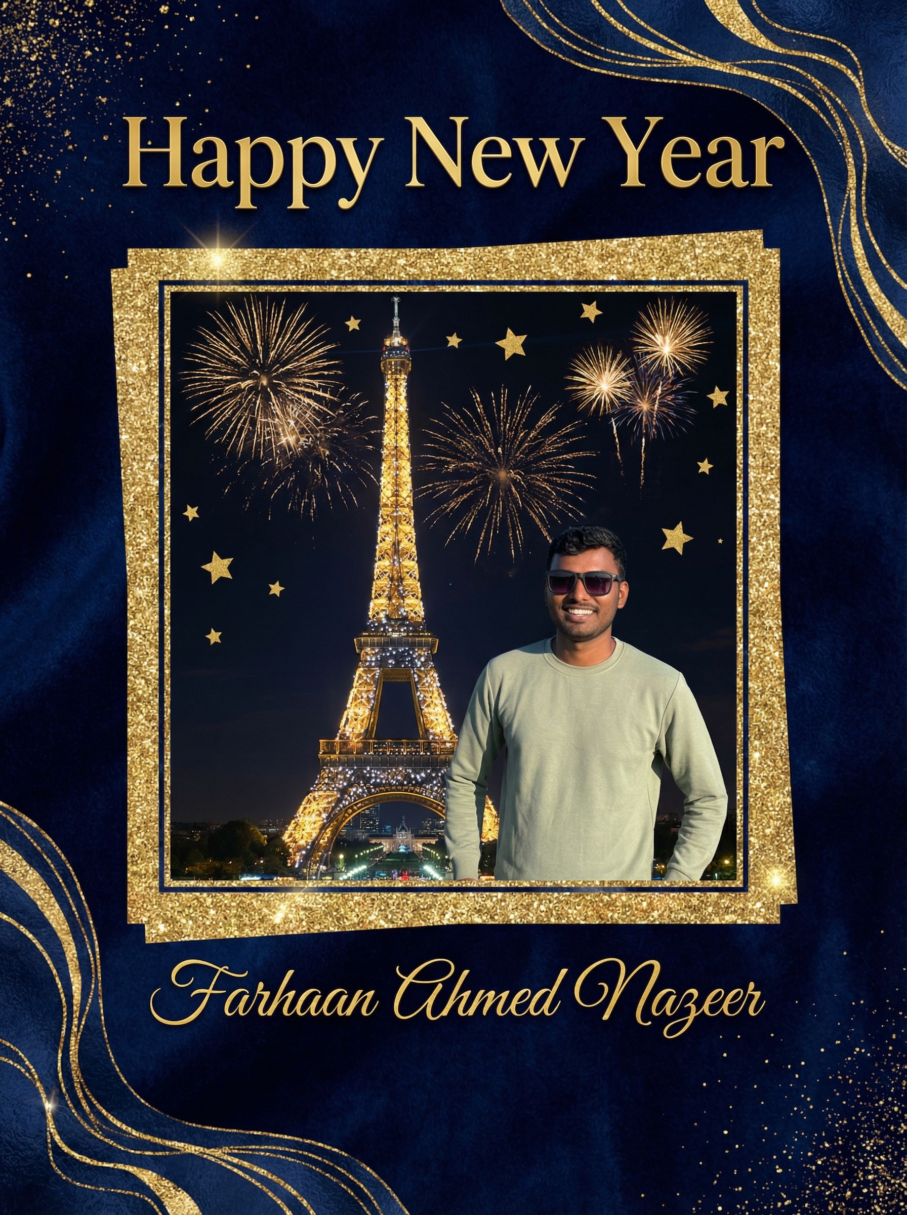 Nano Banana prompt: Make a new year greetings card with m...