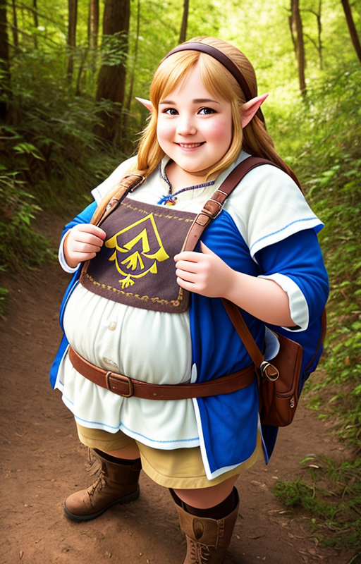 Deliberate prompt: Photo of a cute smiling fat Zelda, a p...