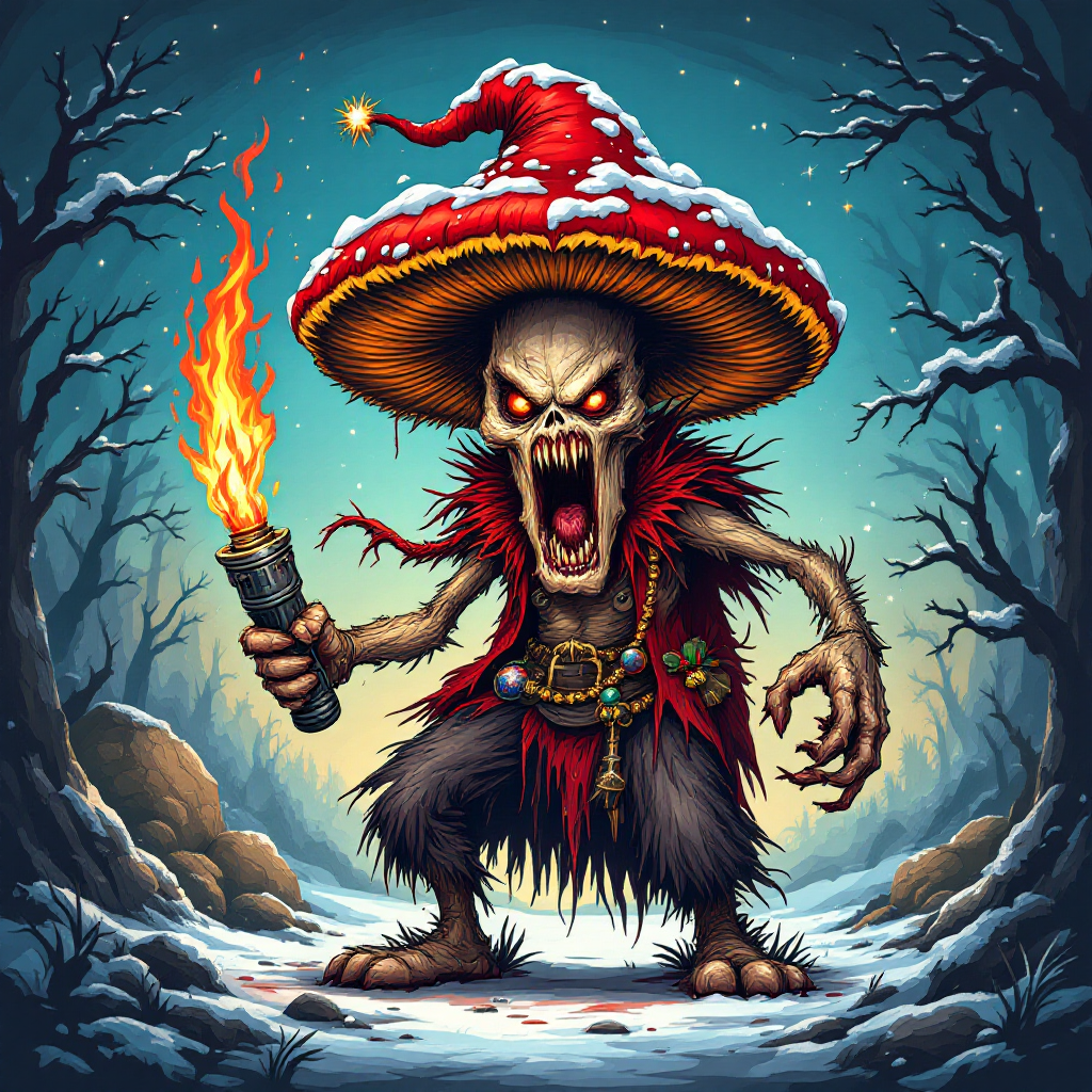 FLUX prompt: "flawless vector christmas horror art on the...