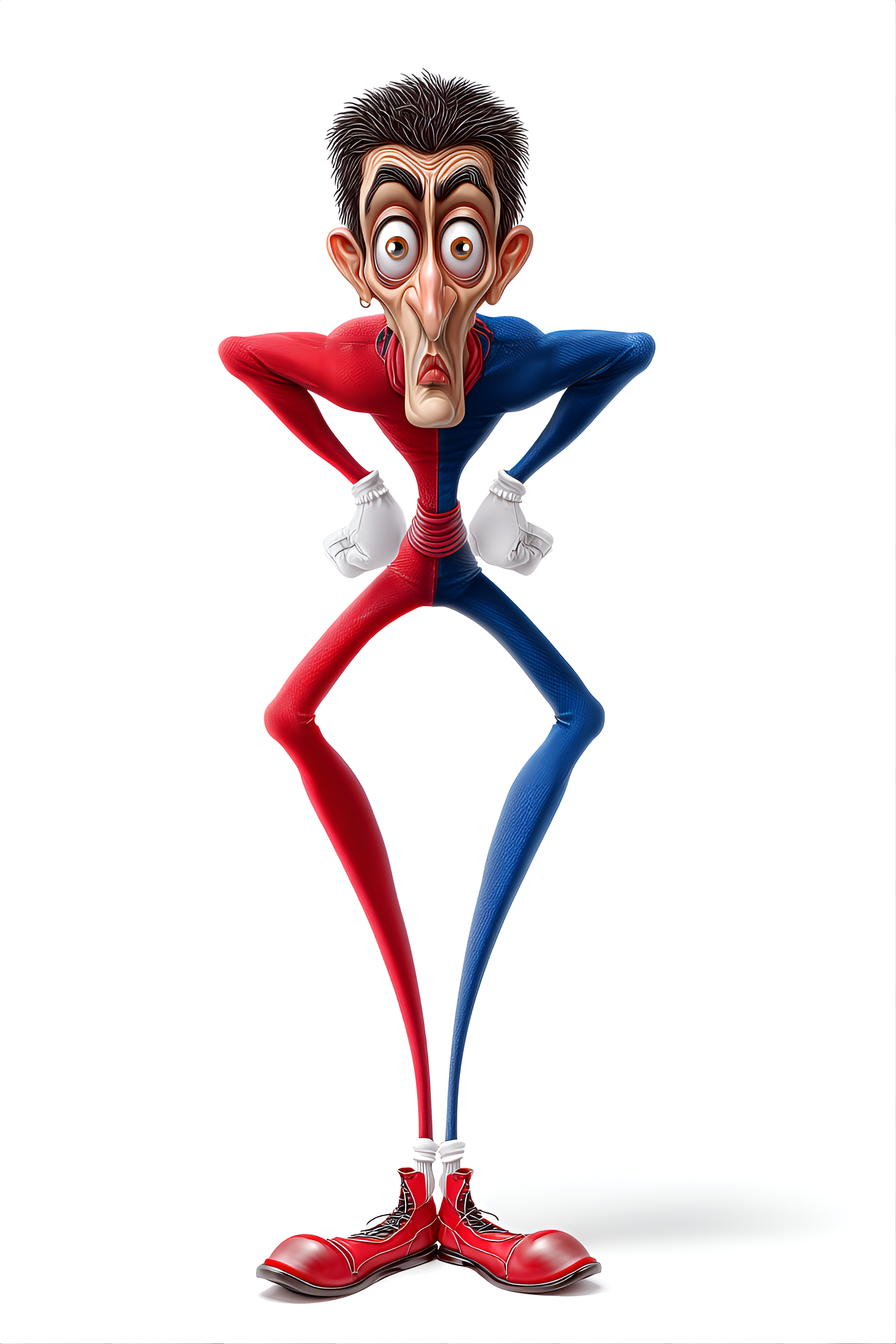 Midjourney prompt: funny caricature, wacky contortionist,...