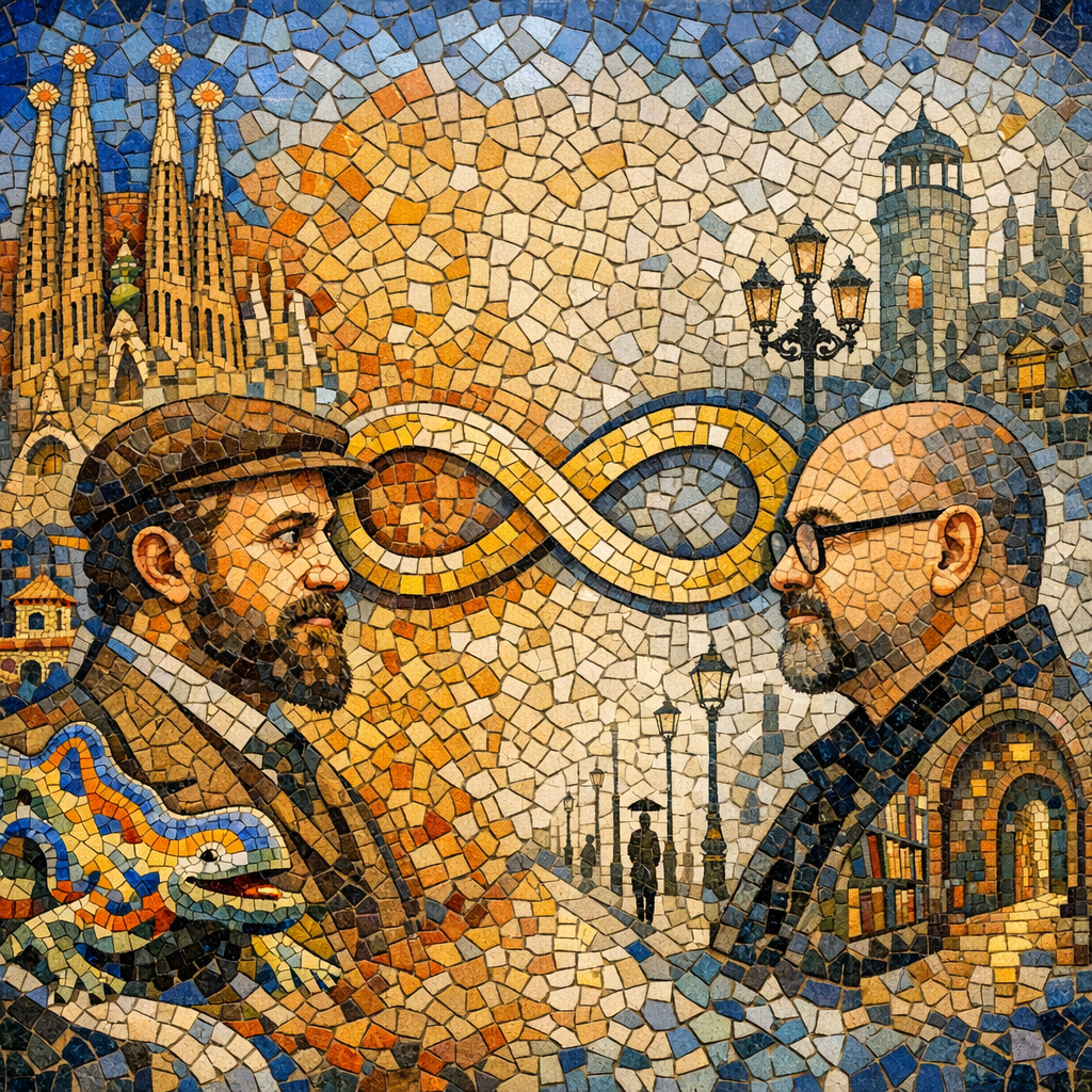 ChatGPT Image prompt: Mural mosaico ceramico estilo tranc...
