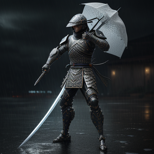 DreamShaper prompt: futuristic armored ninja wielding swo...