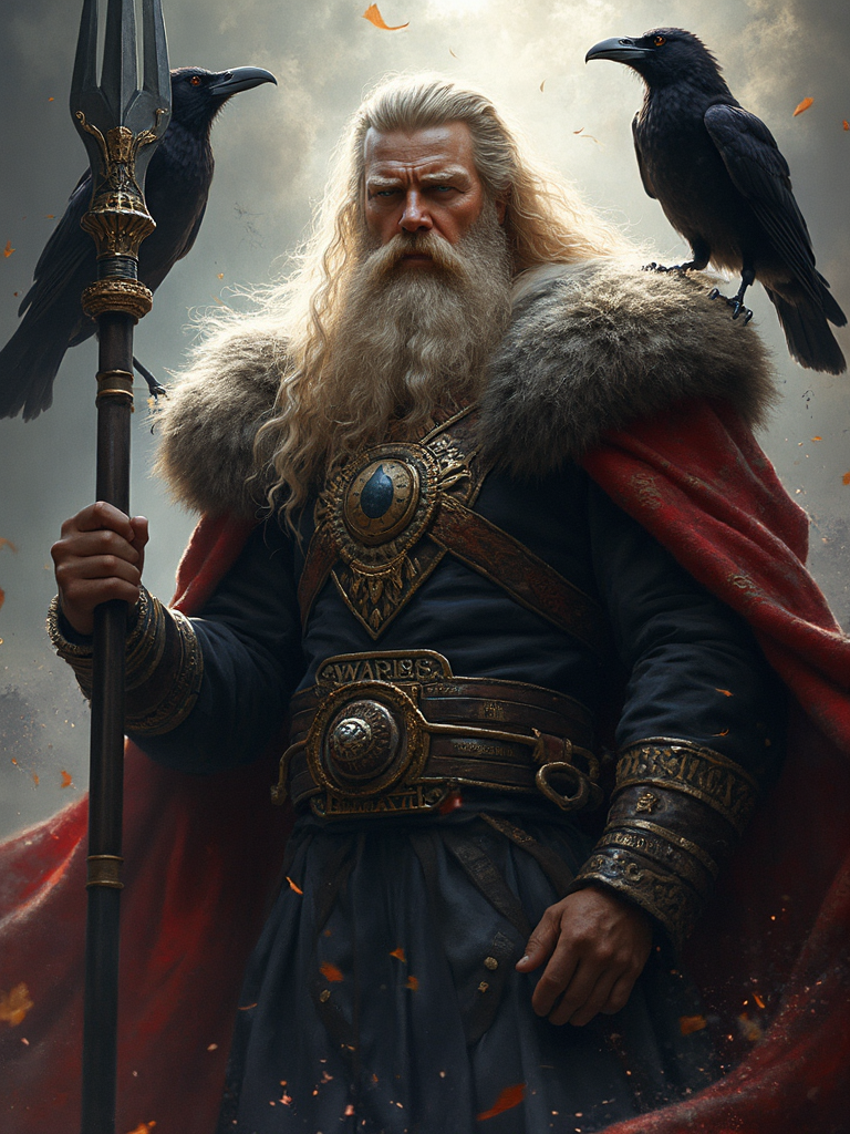 FLUX prompt: Imagine a scene depicting Odin, the Norse g...