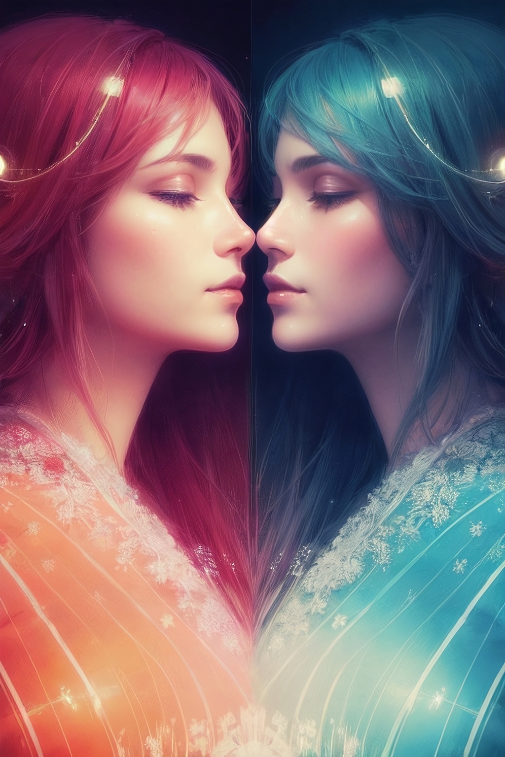 Stable Diffusion prompt: two lovers as neural networks em...