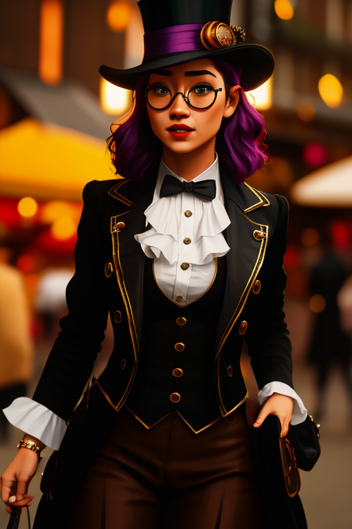 DreamShaper prompt: Steampunk girl, thighs visible, reali...