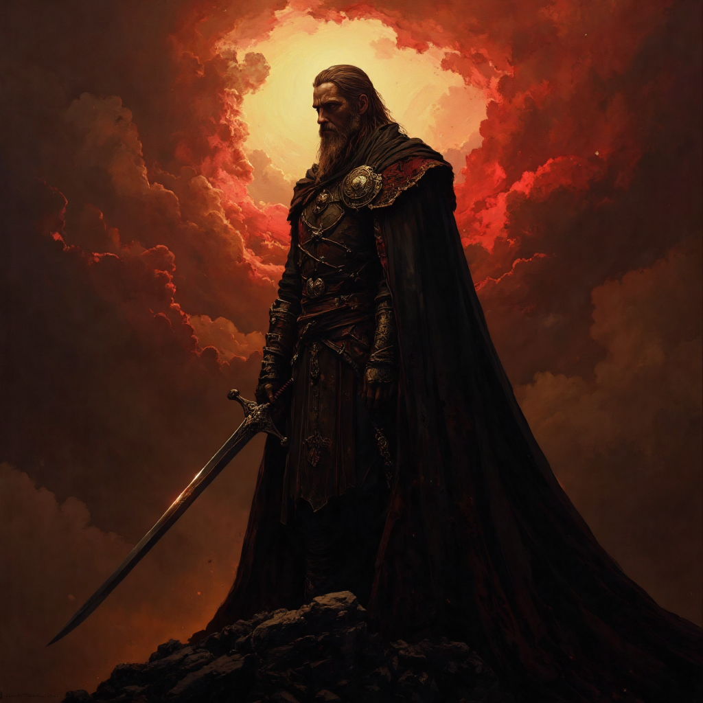 FLUX prompt: Master I was of blood never denied, k...