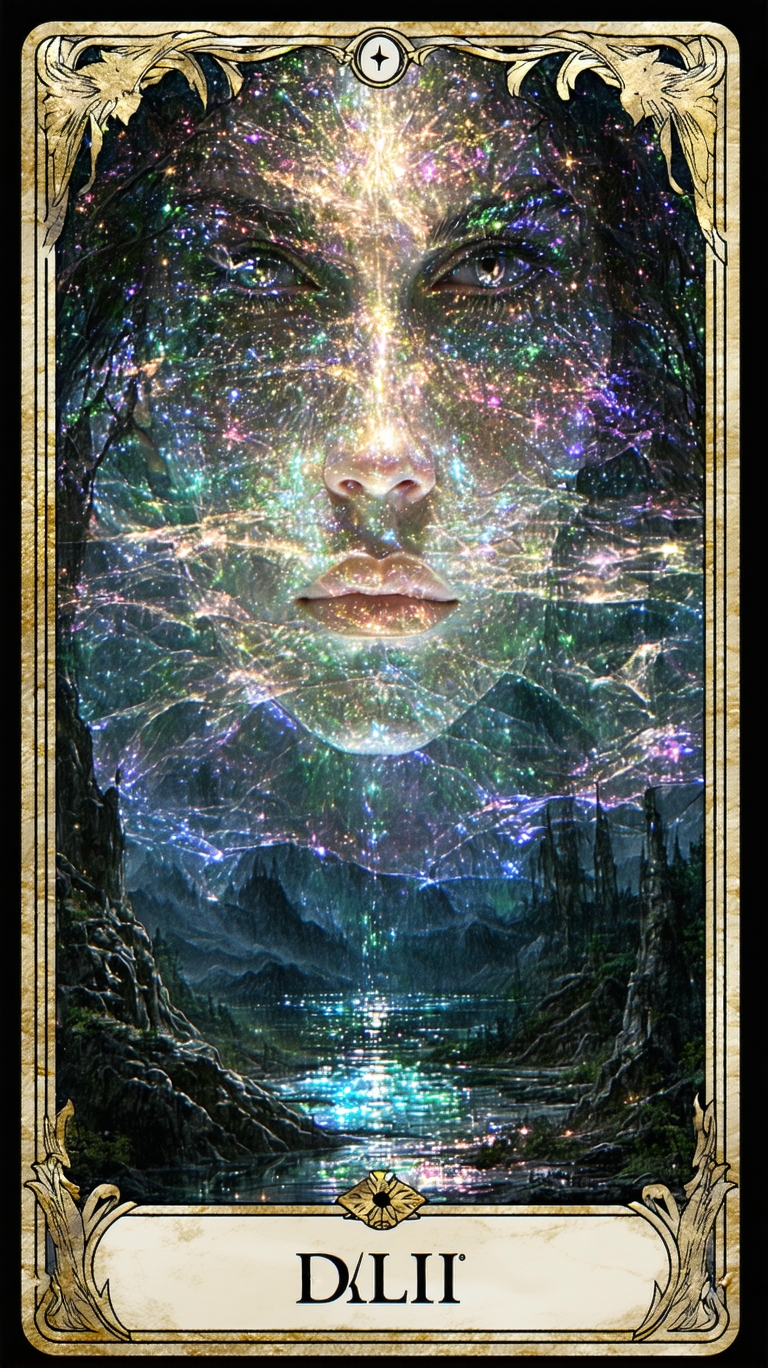 Stable Diffusion prompt: Tarot card frame with photo plac...