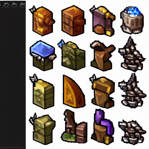 Stable Diffusion prompt: game sprite sheet of rpg crystal...